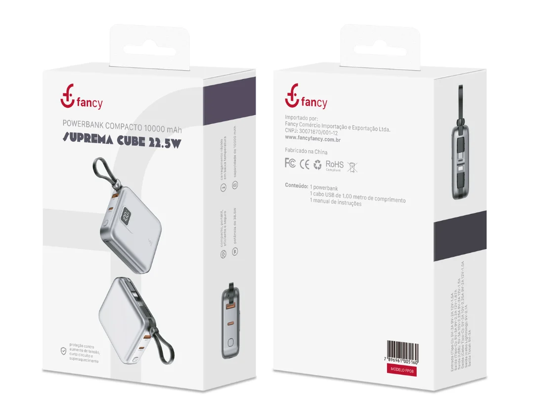 FP08 - Power Bank Compacto 10000 mAh Suprema Cube 22.5W – Fancy - fancy